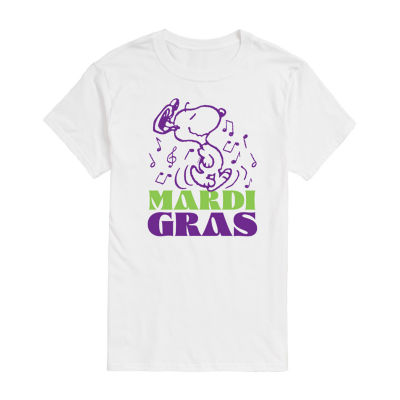 Juniors Peanuts Snoopy Mardi Gras Tee Womens Crew Neck Short Sleeve ...