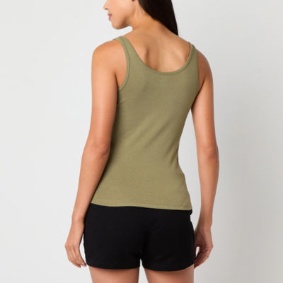 a.n.a Womens Tall Scoop Neck Sleeveless Tank Top, Color: Dusky Green ...
