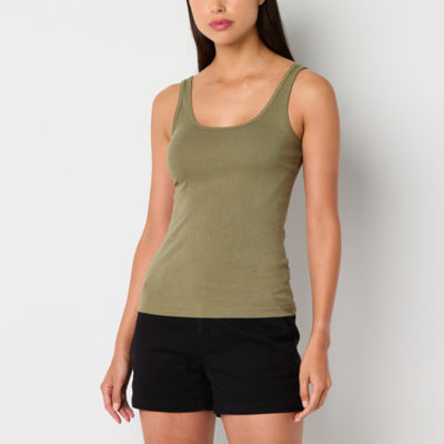 a.n.a Womens Tall Scoop Neck Sleeveless Tank Top, Color: Dusky Green ...