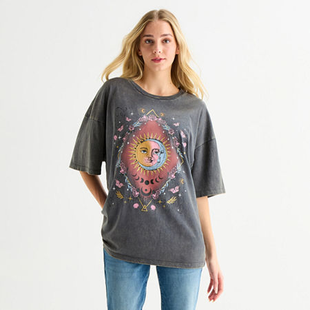 Click here for Sun And Moon Boyfriend Tee Womens Juniors Crew Nec... prices