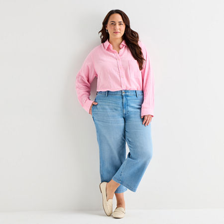 Click here for St. Johns Bay Womens Plus High Rise Wide Leg Jean... prices