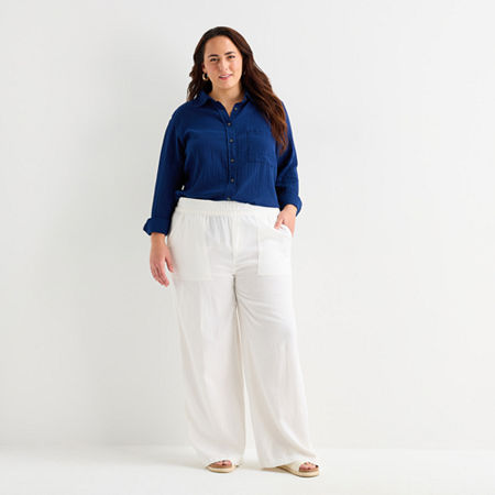 Click here for St. Johns Bay Womens Plus Wide Leg Pull-On Pant  0... prices