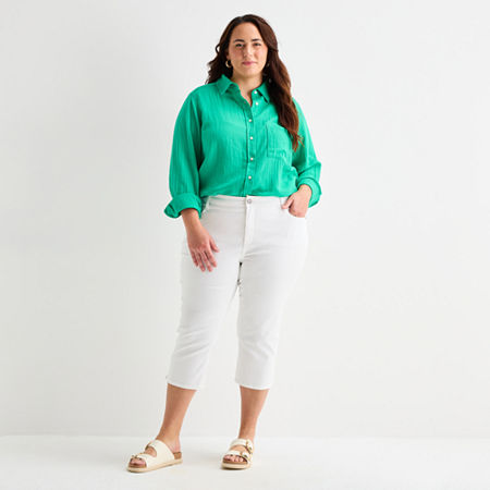 Click here for St. Johns Bay Womens Plus Capri Jean  22w  White prices