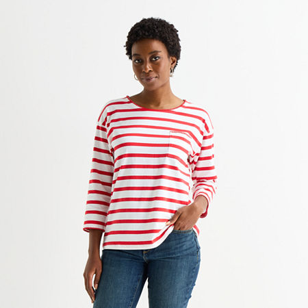 Click here for St. Johns Bay Womens Crew Neck 3/4 Sleeve Blouse... prices