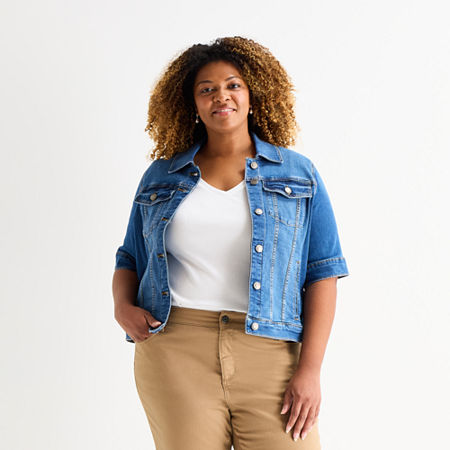 Click here for St. Johns Bay Womens Plus Denim Lightweight Jacket... prices