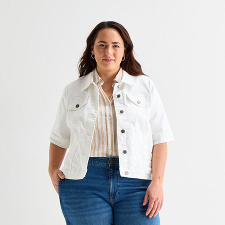 Click here for St. Johns Bay Womens Plus Denim Lightweight Jacket... prices
