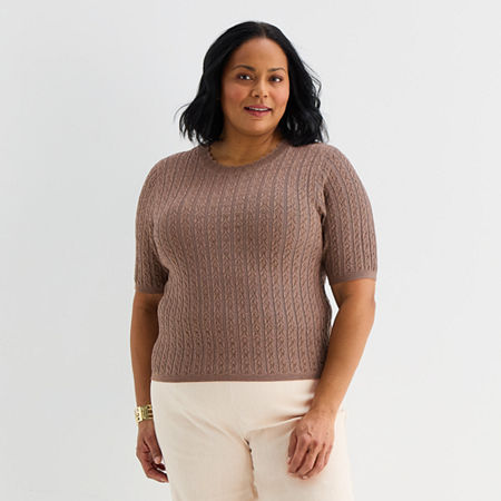 Click here for Liz Claiborne Plus Womens Scallop Neck Short Sleev... prices