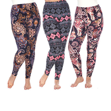 Click here for Plus Size White Mark 3pk. Diamond & Paisley Leggin... prices