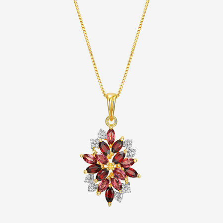 Click here for Womens Genuine Red Garnet 18K Gold Over Silver Flo... prices