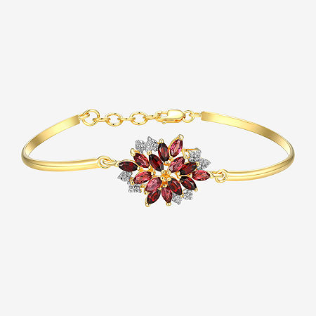 Click here for Womens Genuine Red Garnet 18K Gold Over Silver Flo... prices