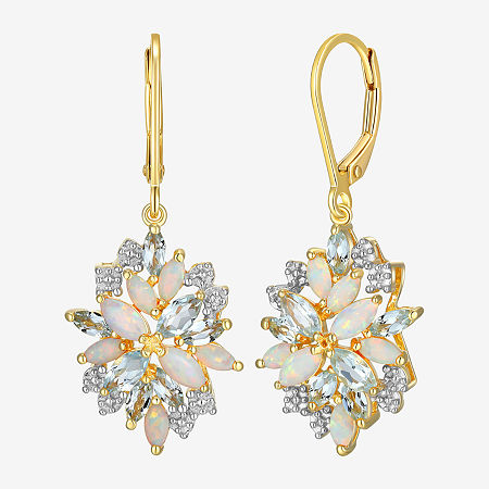 Click here for Womens Lab Created White Opal 18K Gold Over Silver... prices