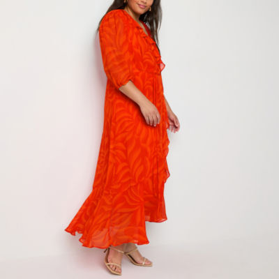 Danny & Nicole Womens 3/4 Sleeve Tonal Maxi Dress Plus, Color ...