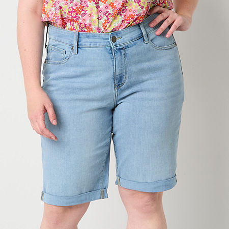 Click here for St. Johns Bay Womens Mid Rise Denim Bermuda Short-... prices