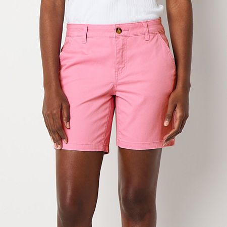 Click here for a.n.a Womens 7 Mid Rise Chino Short  6  Pink prices