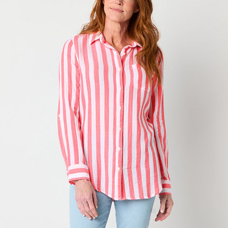 Click here for St. Johns Bay Womens Long Sleeve Roll Tab Sleeve R... prices