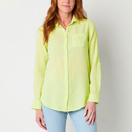 Click here for St. Johns Bay Womens Long Sleeve Roll Tab Sleeve R... prices