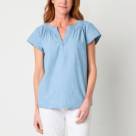 Click here for St. Johns Bay Womens Split Crew Neck Short Sleeve... prices