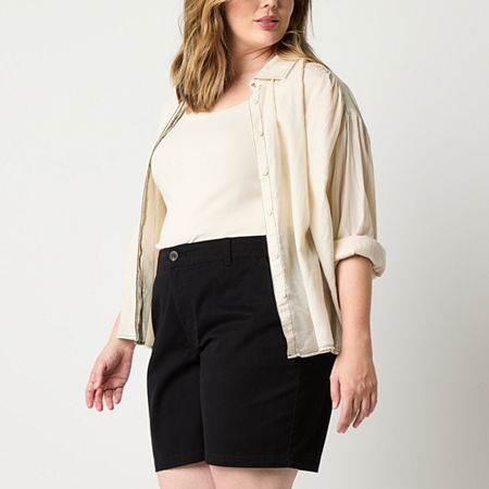 Click here for a.n.a Womens 8 Mid Rise Chino Short-Plus  26w  Bla... prices