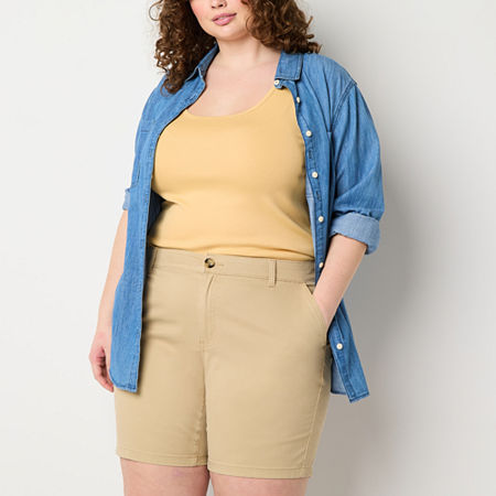 Click here for a.n.a Womens 8 Mid Rise Chino Short-Plus  20w  Yel... prices