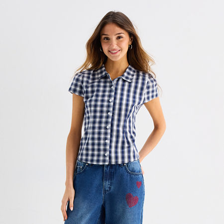 Click here for Forever 21 Womens Short Sleeve Blouse  Small  Blue prices