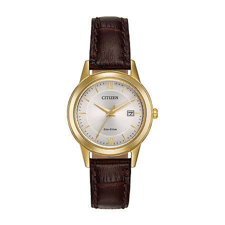 Womens Citizen(R) Classic Silver Dial Leather Watch - FE1082-05A