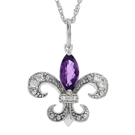 Click here for Lab-Created Amethyst and White Sapphire Fleur-de-L... prices