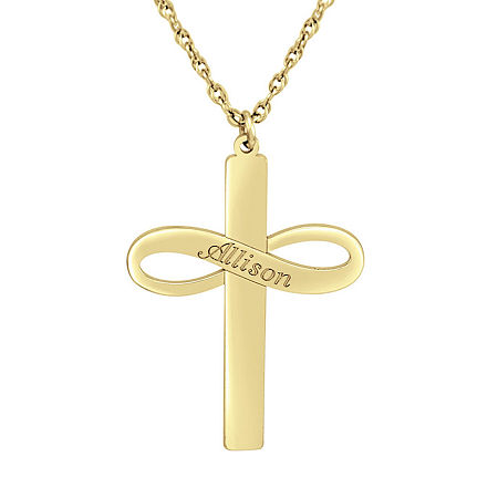 Click here for Personalized Womens 24K Gold Over Silver Cross Inf... prices