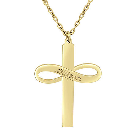 Click here for Personalized Womens 24K Gold Over Silver Cross Inf... prices