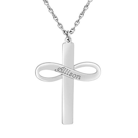 Click here for Personalized Womens 24K Gold Over Silver Cross Inf... prices