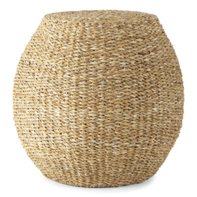 Linden Street Seagrass Stool Patio Ottoman, Color: Natural - JCPenney