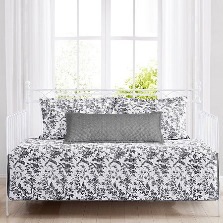 Laura Ashley Amberley Cotton 4-Pc. Quilt Set  Daybed - Black/white
