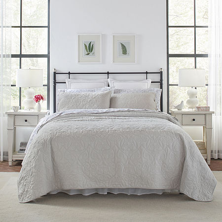 Laura Ashley Felicity Cotton Reversible 2 Piece Quilt Set  Twin - Gray