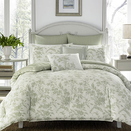 Laura Ashley Natalie 5-Pc. Duvet Cover Set  Twin - Sage