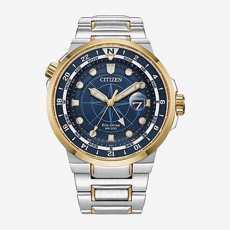 Mens Citizen(R) Endeavor Blue Dial Two-Tone Watch - BJ7144-52L