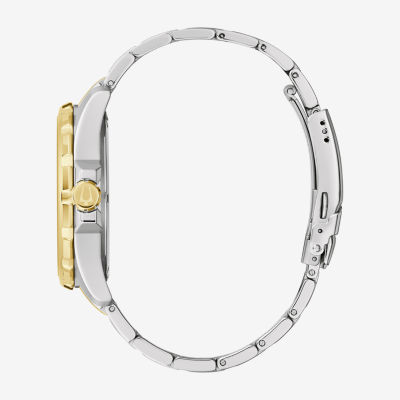 Bulova Marine Star Mens Two Tone Stainless Steel Leather Bracelet Watch ...