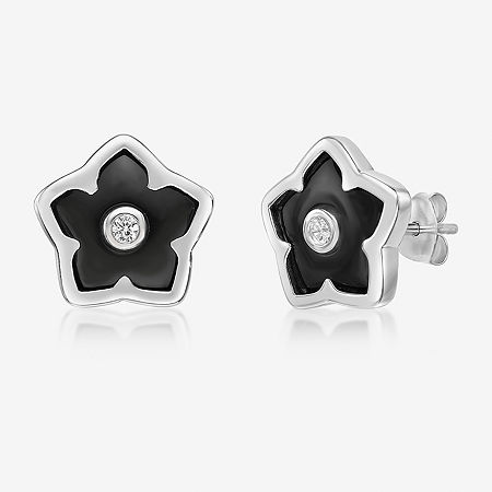 Click here for Genuine Black Onyx Sterling Silver 13mm Flower Stu... prices