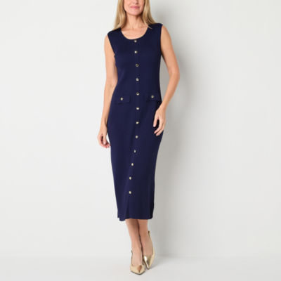 52seven Womens Sleeveless Midi Sheath Dress, Color: Navy - JCPenney