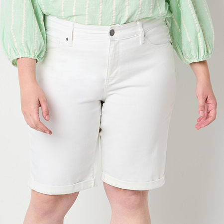 Click here for St. Johns Bay Womens Mid Rise Denim Bermuda Short-... prices