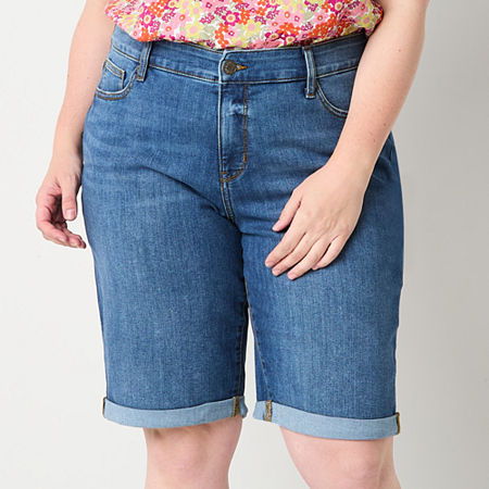 Click here for St. Johns Bay Womens Mid Rise Denim Bermuda Short-... prices