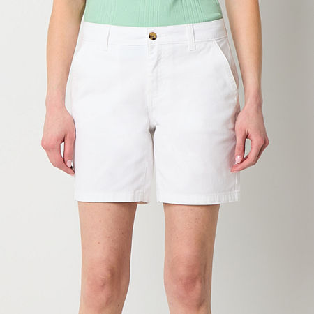 Click here for a.n.a Womens 7 Mid Rise Chino Short  18 Petite  Wh... prices