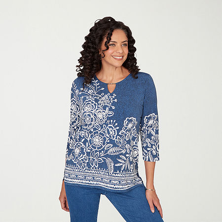 Click here for Alfred Dunner Classics Womens Split Crew Neck 3/4... prices