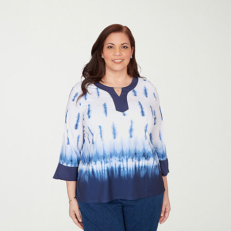 Click here for Alfred Dunner Classics Womens Plus Split Crew Neck... prices