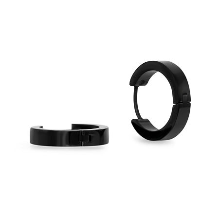 Click here for Mens Black Stainless Steel Hoop Earrings  One Size... prices