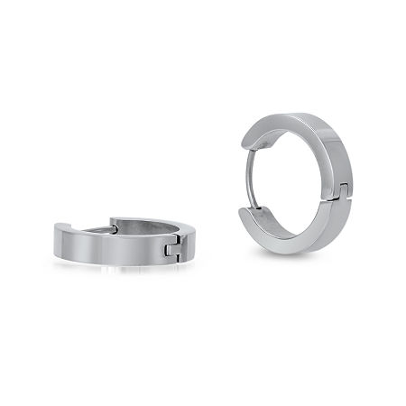 Click here for Mens Stainless Steel Hoop Earrings  One Size  Grey prices