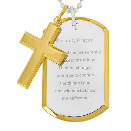 Click here for Mens Two-Tone Stainless Steel Serenity Prayer Cros... prices