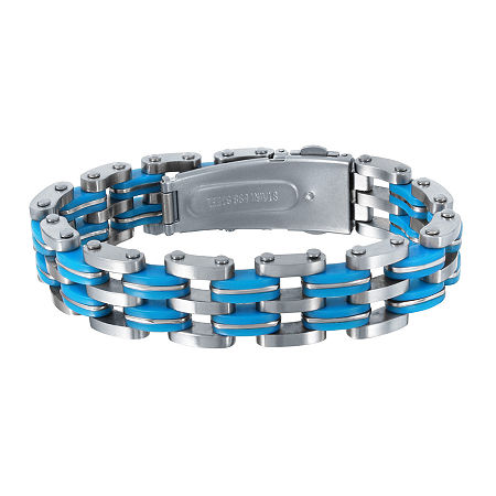 Click here for Mens Stainless Steel Blue Resin Bracelet  One Size... prices