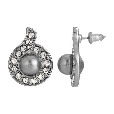 Click here for 1928 Silver Tone Gray Crystal 1 Inch Stud Earrings... prices