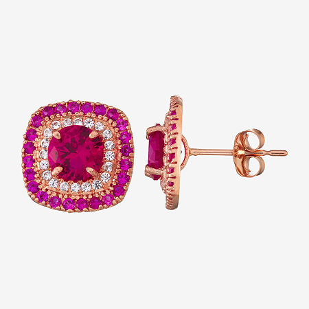 Click here for Lab Created Red Ruby 10K Rose Gold 7.6mm Stud Earr... prices