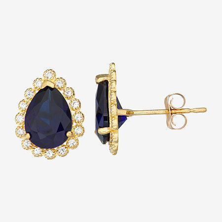 Click here for Lab Created Blue Sapphire 10K Gold 12.7mm Pear Stu... prices