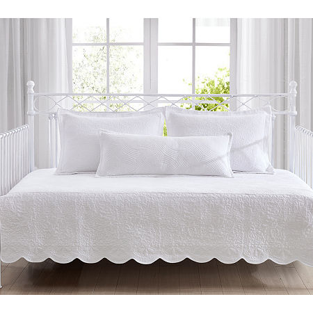 Laura Ashley Solid Trellis Cotton 4-Pc. Quilt Set  Daybed - White